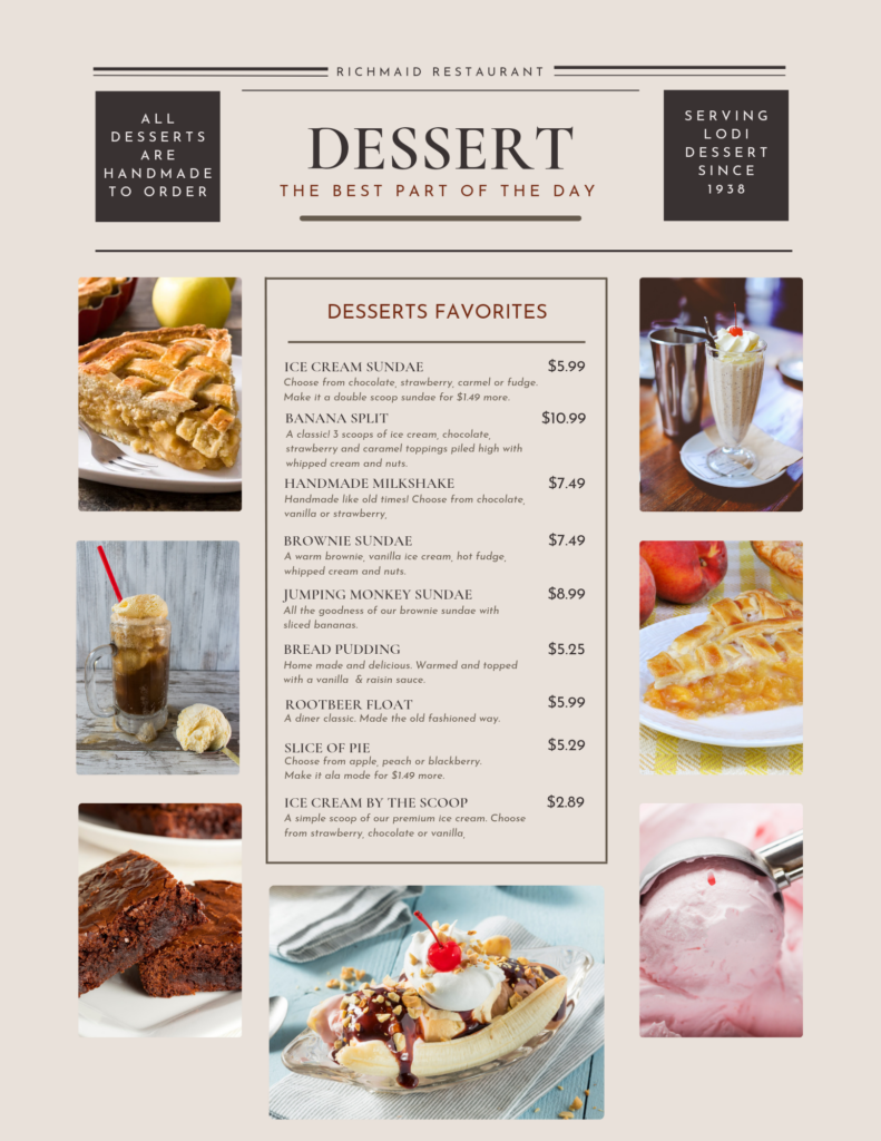 Menus – Richmaid Restaurant