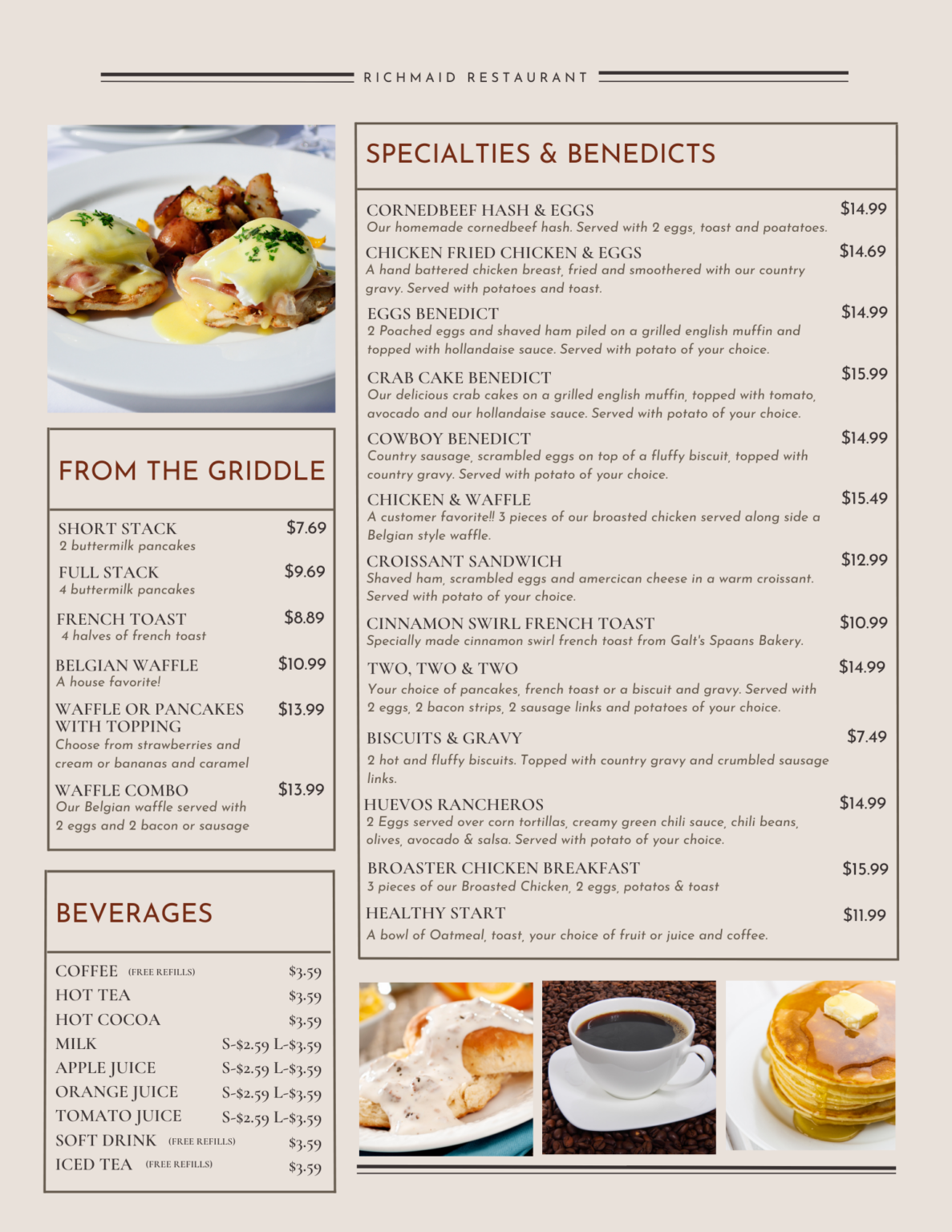 Menus – Richmaid Restaurant