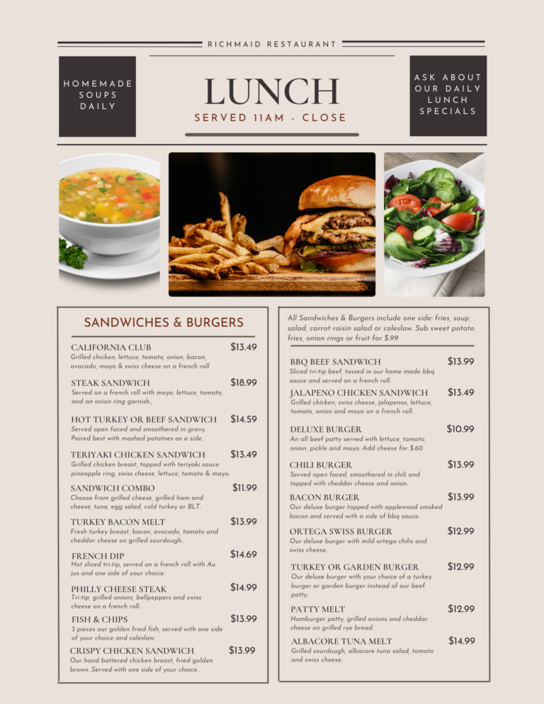 Menus – Richmaid Restaurant