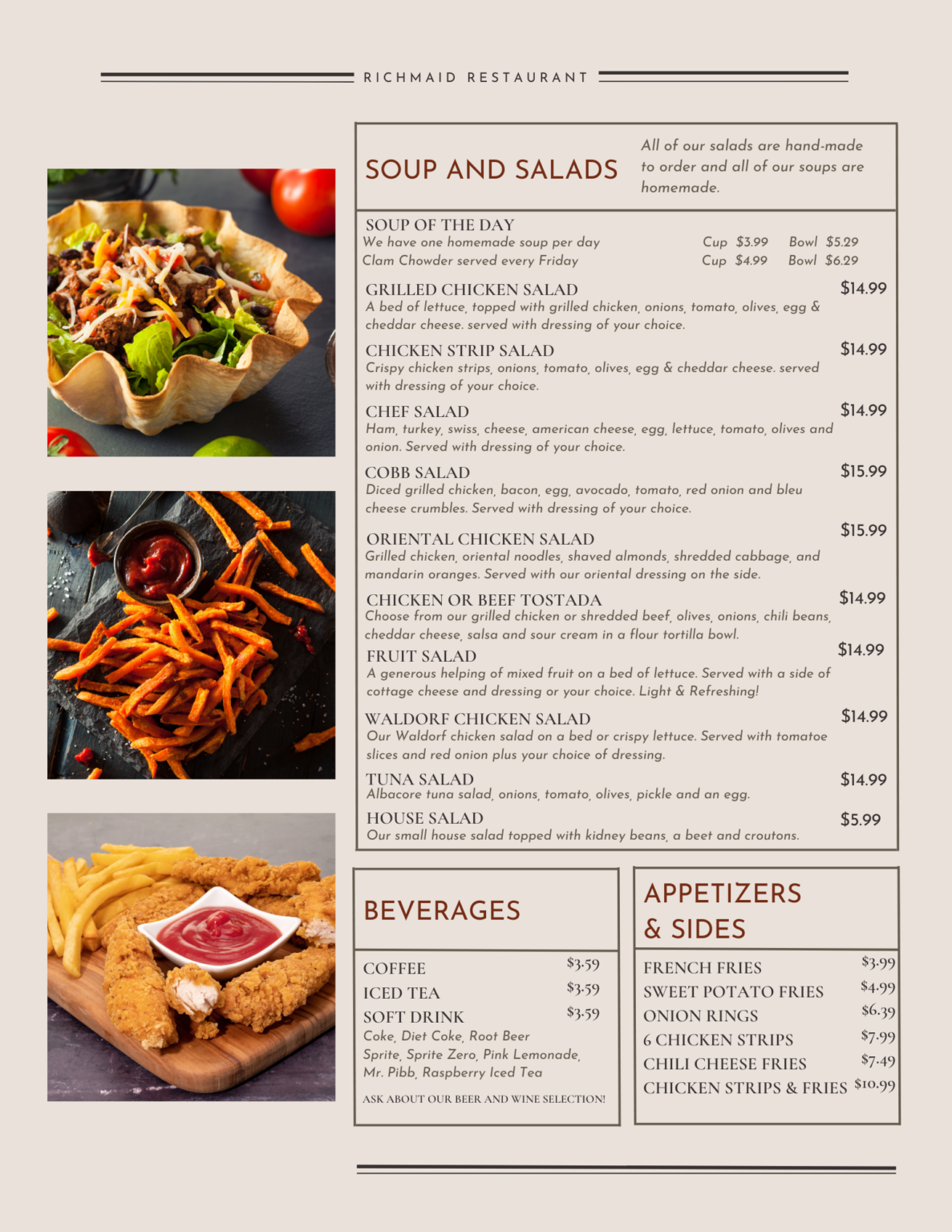 Menus – Richmaid Restaurant